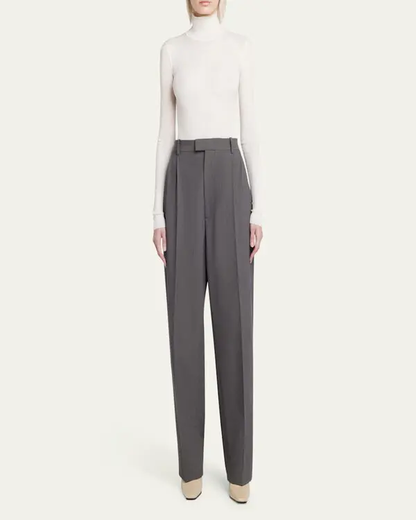 Bottega Veneta Tapered Wool Stretch Tricotine Trousers - Graphite