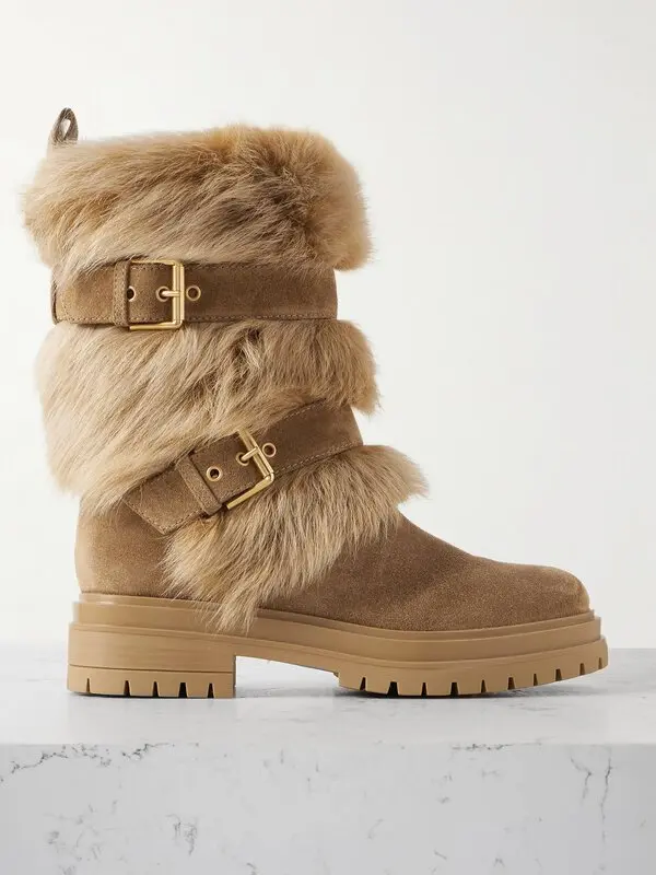 GIANVITO ROSSI Maverick 35 Shearling And Suede Boots