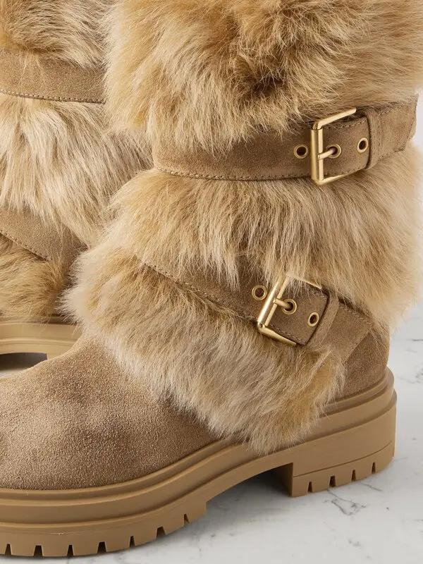GIANVITO ROSSI Maverick 35 Shearling And Suede Boots