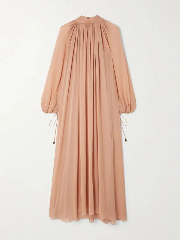 Chloé Pleated Silk-georgette Midi Dress