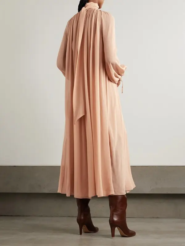 Chloé Pleated Silk-georgette Midi Dress