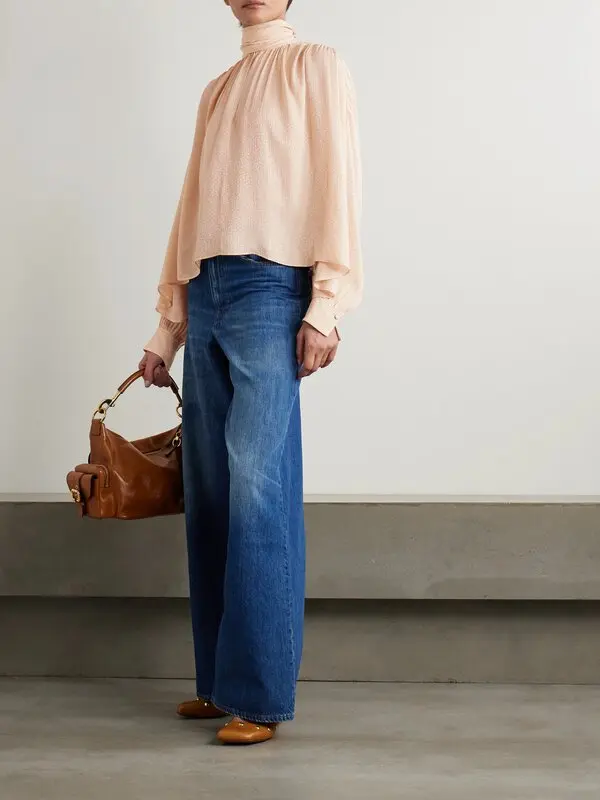 Chloé Tie-detailed Silk-blend Jacquard Blouse