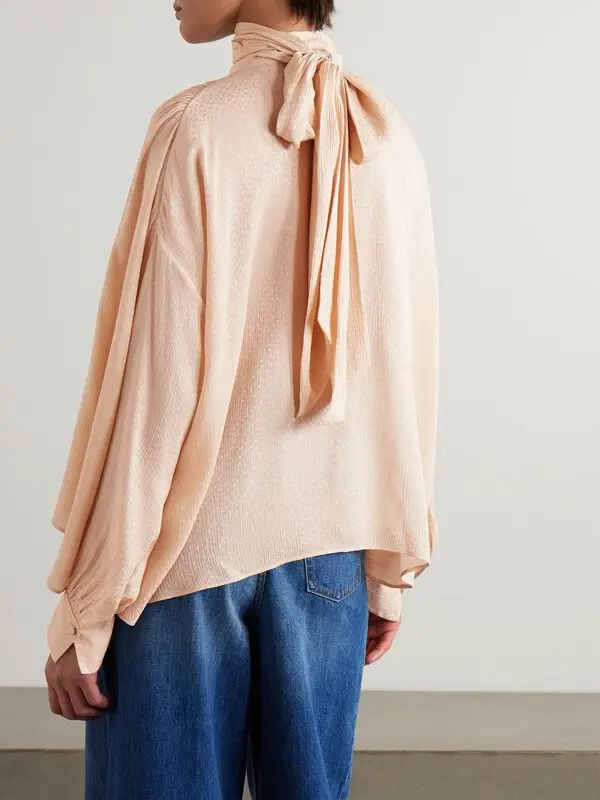 Chloé Tie-detailed Silk-blend Jacquard Blouse