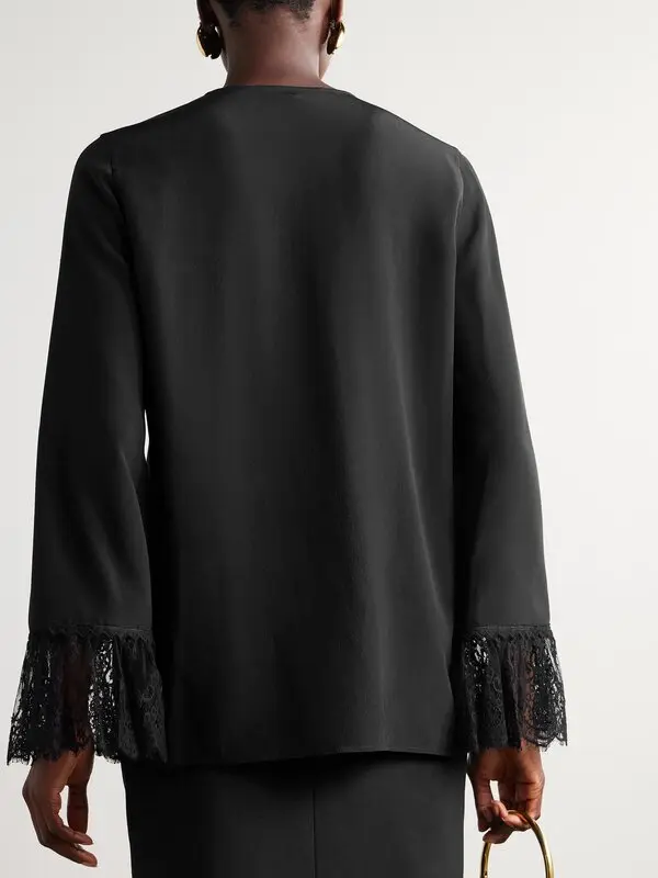 Chloé Lace-trimmed Silk Crepe De Chine Shirt