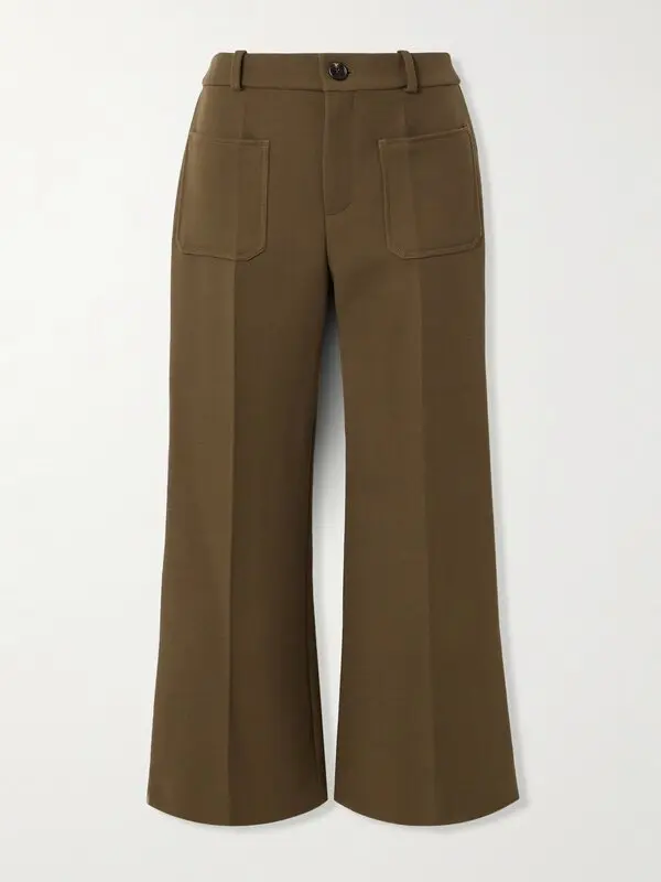Chloé Cropped Flared Wool-crepe Pants