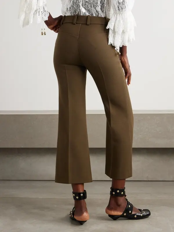 Chloé Cropped Flared Wool-crepe Pants