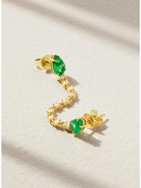 ANITA KO Loop 18-karat Emerald And Diamond Single Earring - Gold