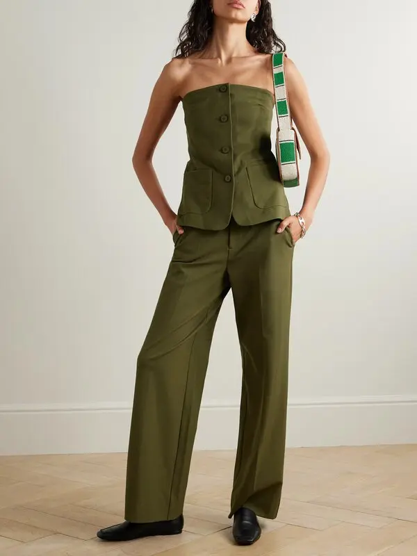 Staud Brigade Strapless Twill Bustier Top
