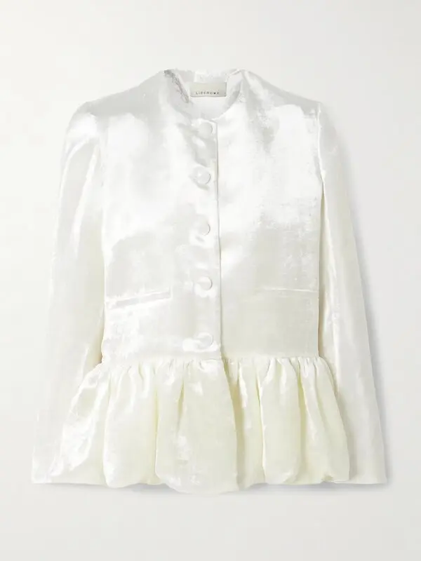 LIBEROWE Velvet Peplum Jacket - Neutrals