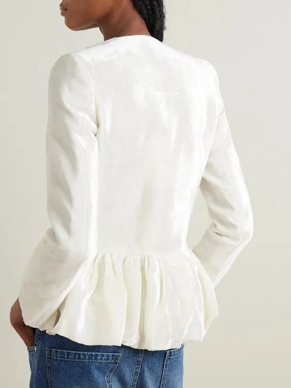 LIBEROWE Velvet Peplum Jacket - Neutrals