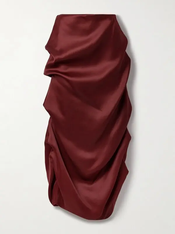 Khaite Olula Draped Midi Skirt - Burgundy
