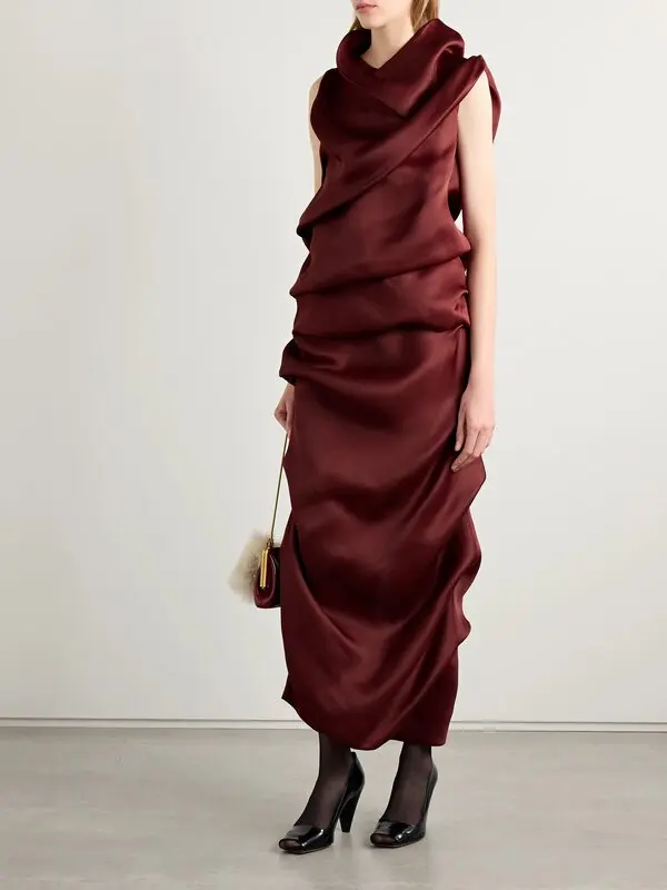 Khaite Olula Draped Midi Skirt - Burgundy