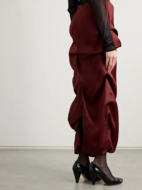 Khaite Olula Draped Midi Skirt - Burgundy
