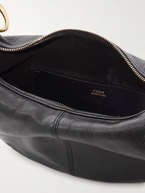 Chloé Bracelet Embellished Glossed Textured-leather Shoulder Bag - Black