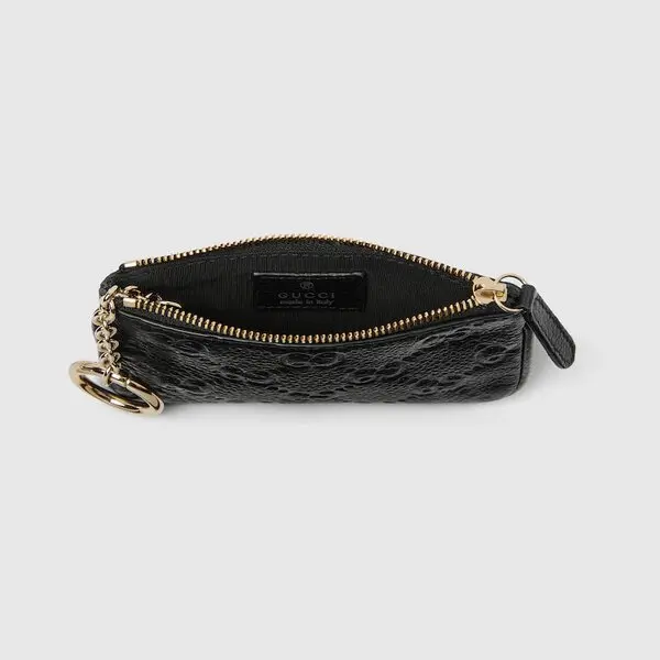 Gucci Gg Emblem Key Pouch Leather - Black | Editorialist