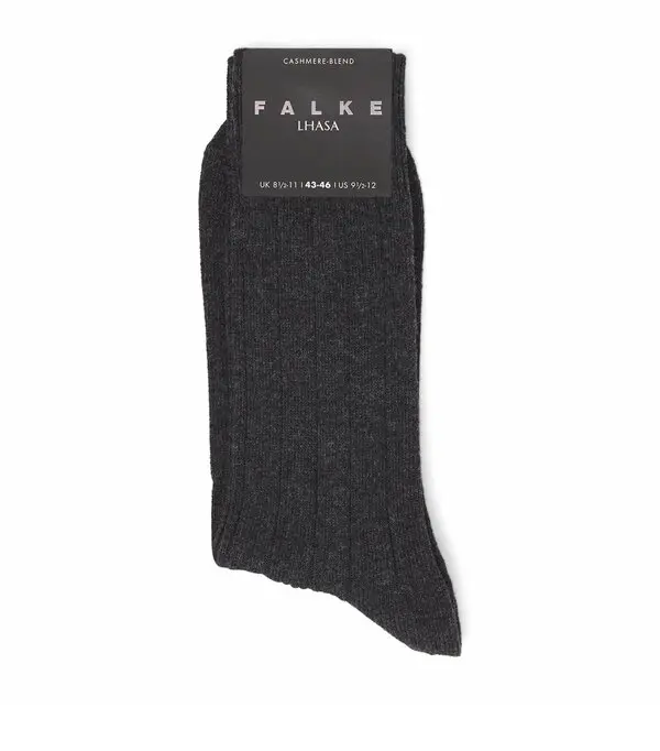 Falke Wool-cashmere Blend Lhasa Ribbed Socks - Grey