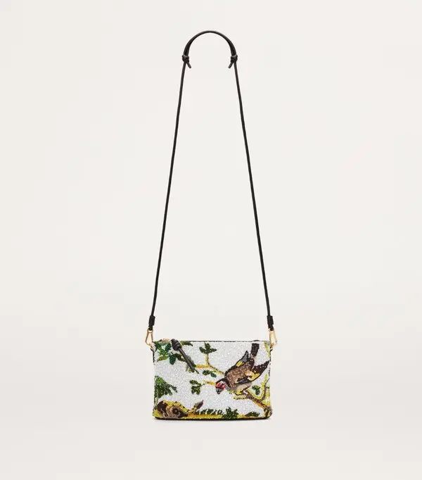 Loewe Beaded Goldfinch Tapestry Pouch - Black | Editorialist