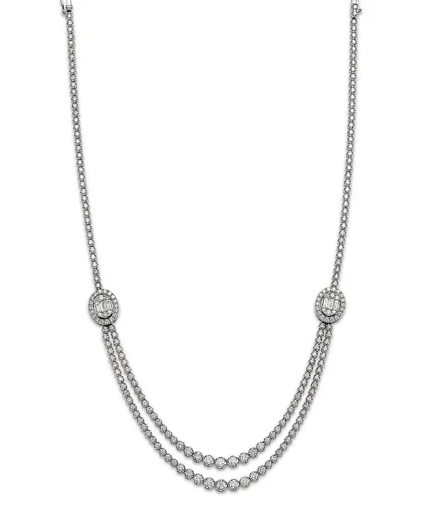Bloomingdale'S 14k Gold Diamond Tennis Necklace 7.50 Tcw - White