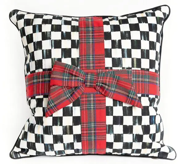 MACKENZIE-CHILDS Courtly Check Tartan Bow Throw Pillow - One-color
