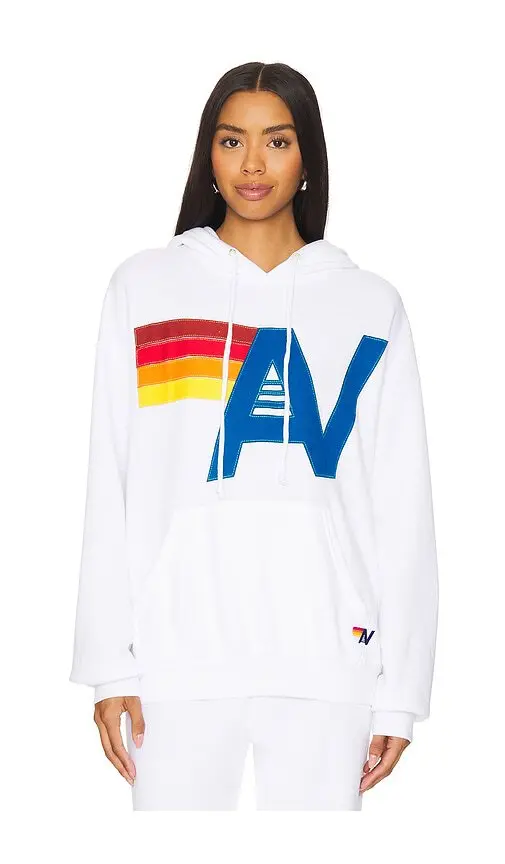 Aviator Nation Logo Stitch Pullover Hoodie - White