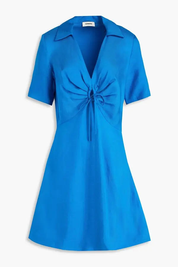 Sandro Bow-detailed Ruched Twill Mini Dress