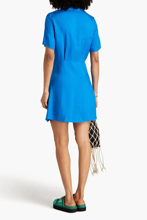 Sandro Bow-detailed Ruched Twill Mini Dress