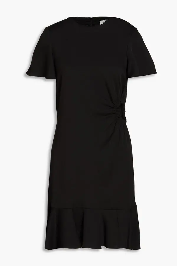 Sandro Gathered Cutout Grain De Poudre Mini Dress