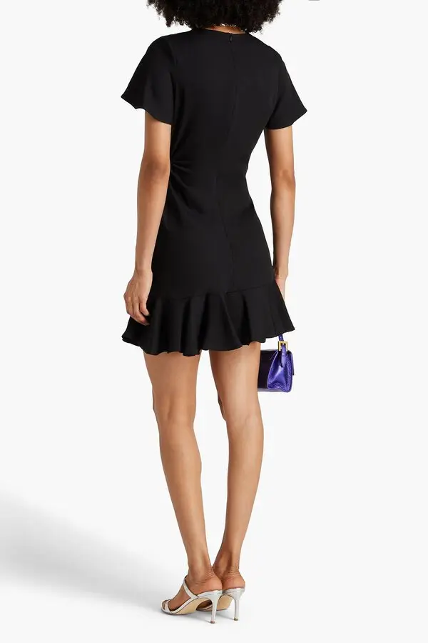 Sandro Gathered Cutout Grain De Poudre Mini Dress
