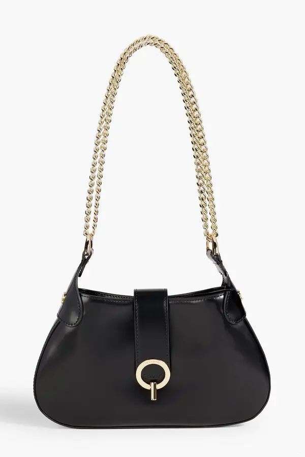 Sandro Leather Shoulder Bag With Gold Hardware