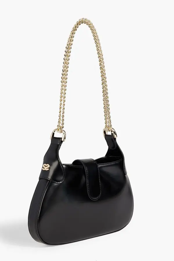 Sandro Leather Shoulder Bag With Gold Hardware