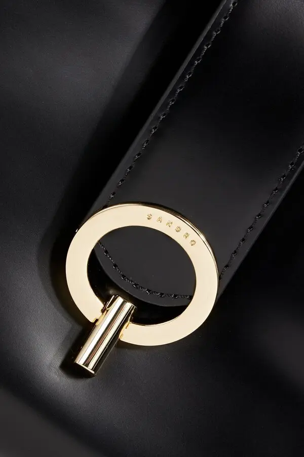 Sandro Leather Shoulder Bag With Gold Hardware