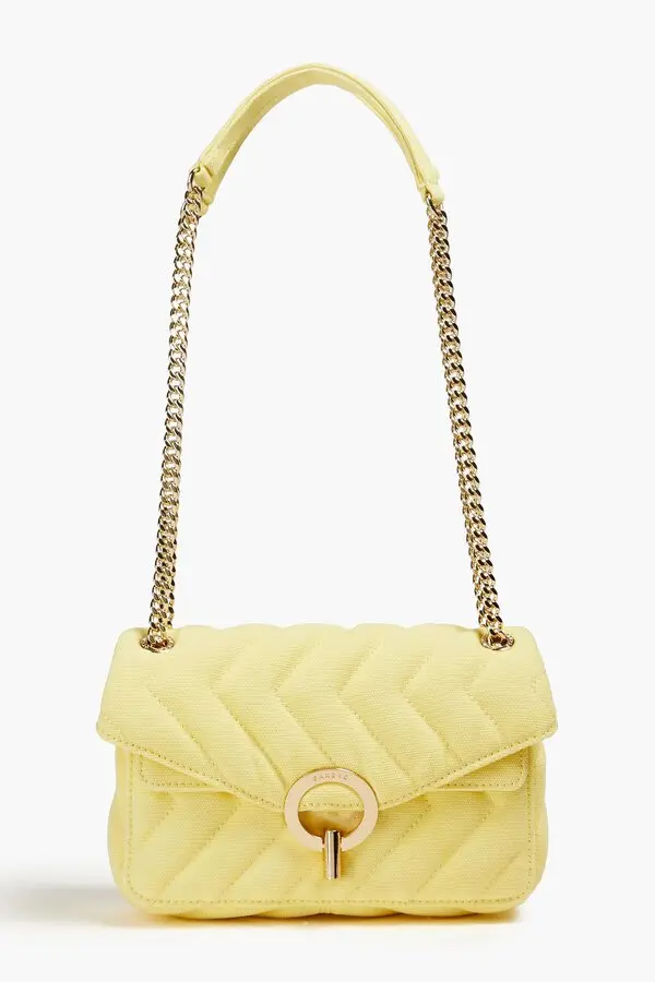 Sandro Quilted Canvas Shoulder Bag - Pastel Yellow