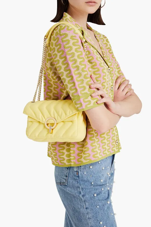 Sandro Quilted Canvas Shoulder Bag - Pastel Yellow