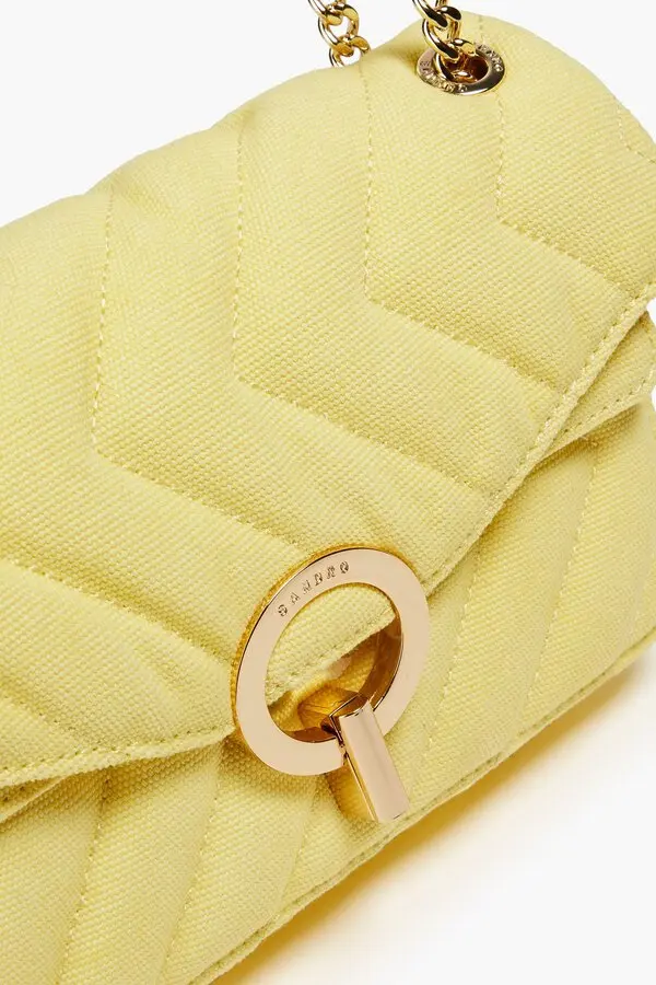 Sandro Quilted Canvas Shoulder Bag - Pastel Yellow