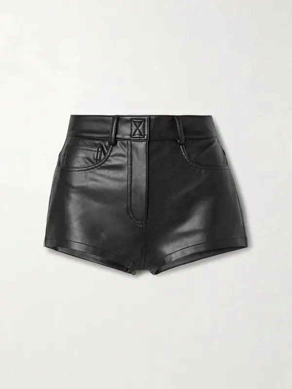 Norma Kamali Leather-like Ultra Mini Shorts - Black