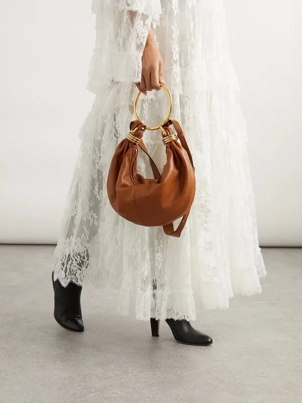 Chloé Bracelet Embellished Glossed Textured-leather Shoulder Bag