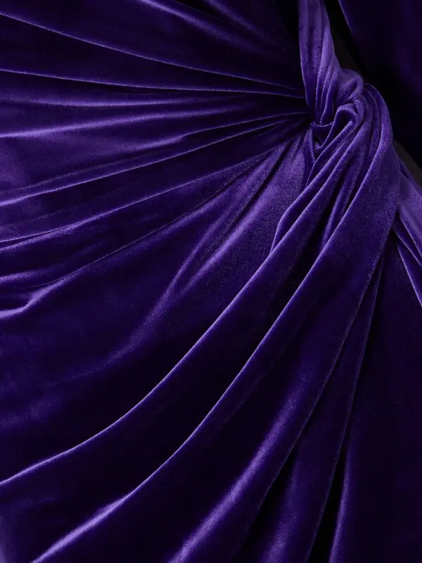 Alex Perry Gathered Stretch-Velvet Midi Dress In Purple - 50% Off |  Editorialist