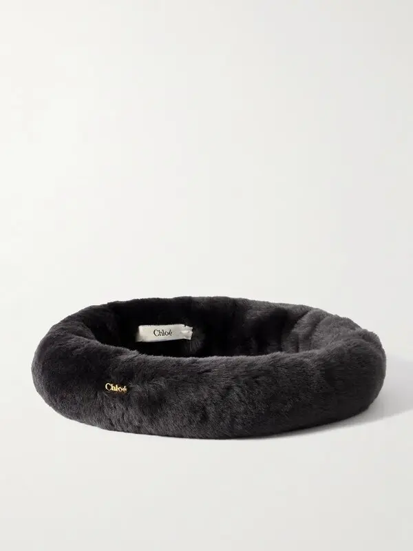 Chloé Embellished Shearling Headband - Gray