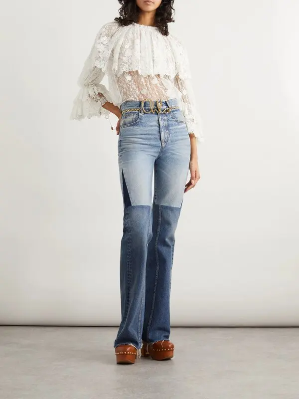 Chloé Patchwork Flared Jeans - Blue