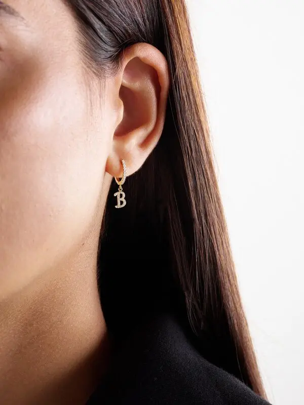 ANITA KO Initial Huggie 18-karat Diamond Single Earring