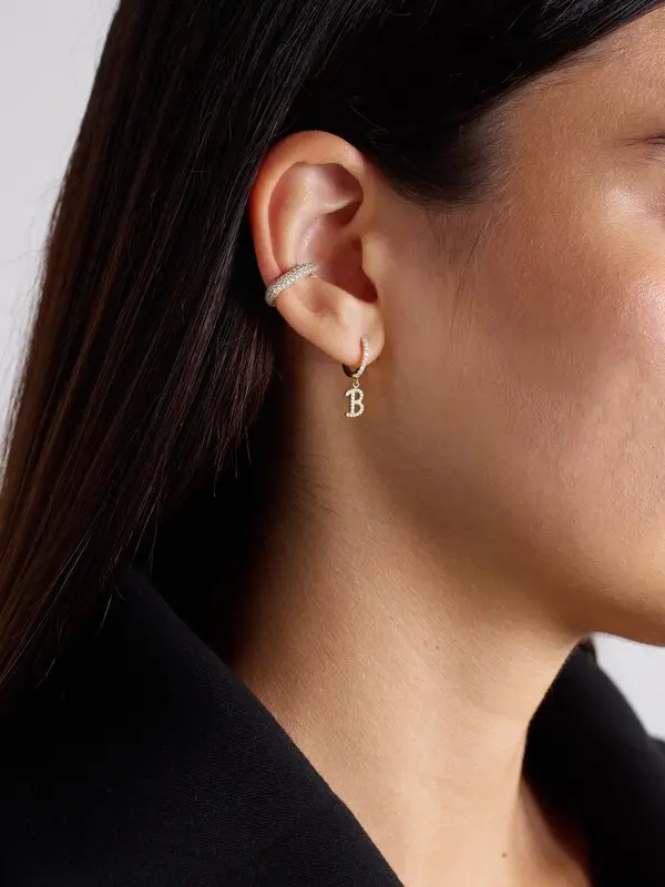 ANITA KO Initial Huggie 18-karat Diamond Single Earring