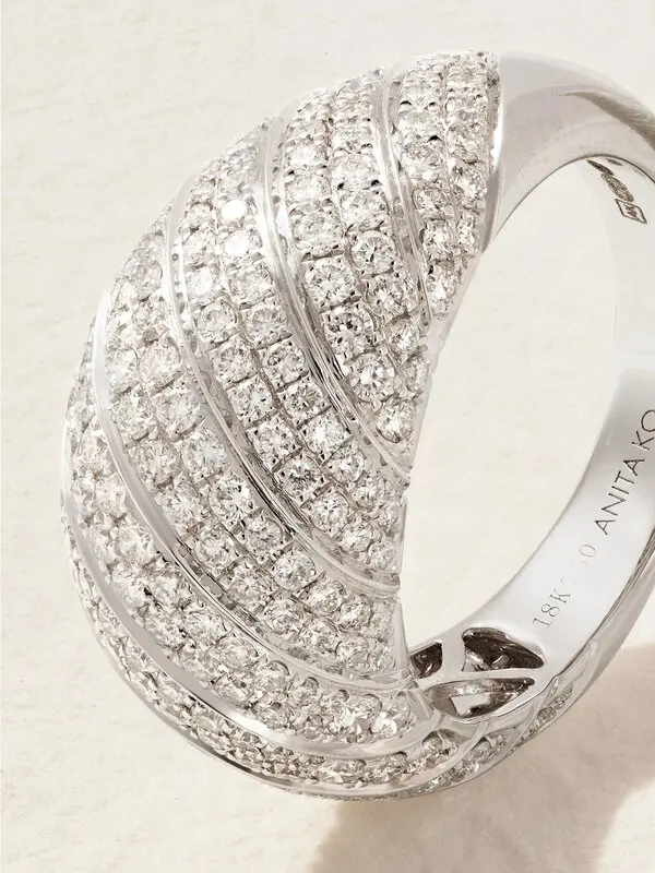 ANITA KO Domed 18-karat White Diamond Ring - Silver