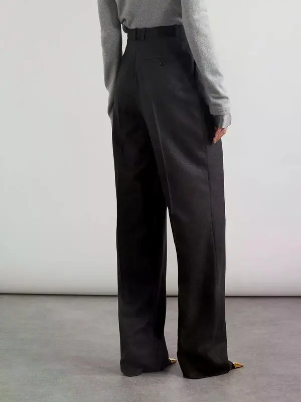 Saint Laurent Pleated Cashmere-twill Wide-leg Trousers - Gray