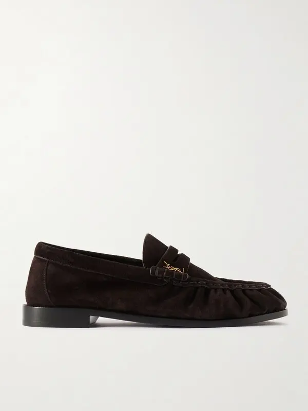 Saint Laurent Le Loafer Suede Loafers - Brown