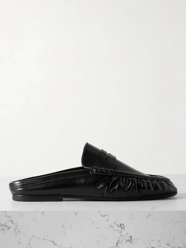 Saint Laurent Le Loafer Crinkled-leather Slippers