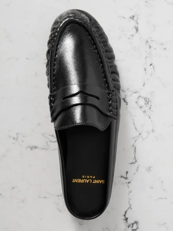 Saint Laurent Le Loafer Crinkled-leather Slippers