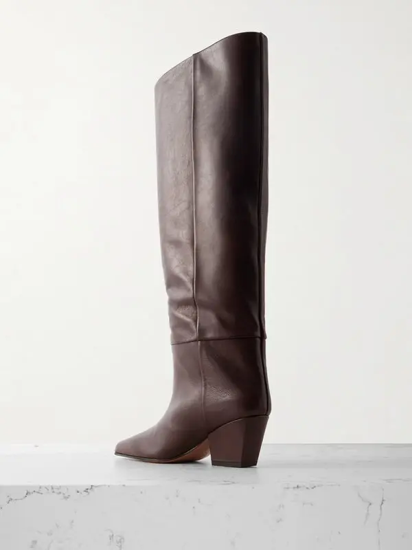 Paris Texas Jane Leather Knee High Boots - Brown