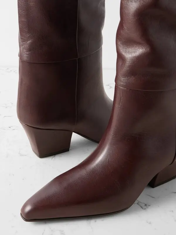 Paris Texas Jane Leather Knee High Boots - Brown