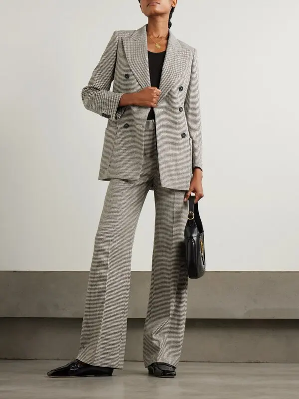 JOSEPH Leandre Double-breasted Houndstooth Blazer - Gray