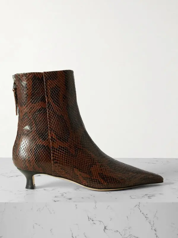 AeydĒ Zoe Snake-effect Leather Ankle Boots